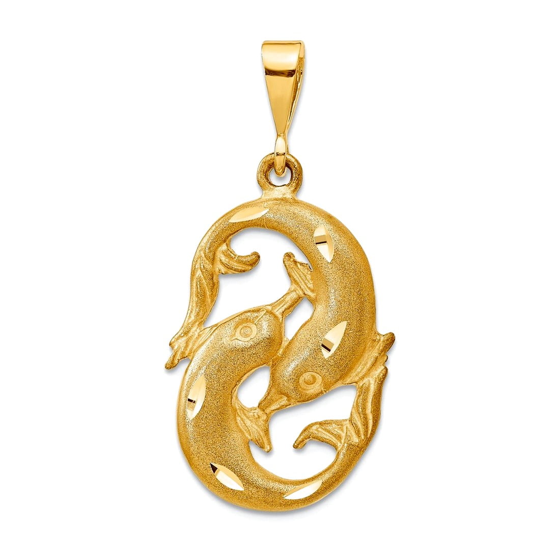 20mm 10k Solid Yellow Gold Pisces Zodiac Charm Pendant Necklace for ...