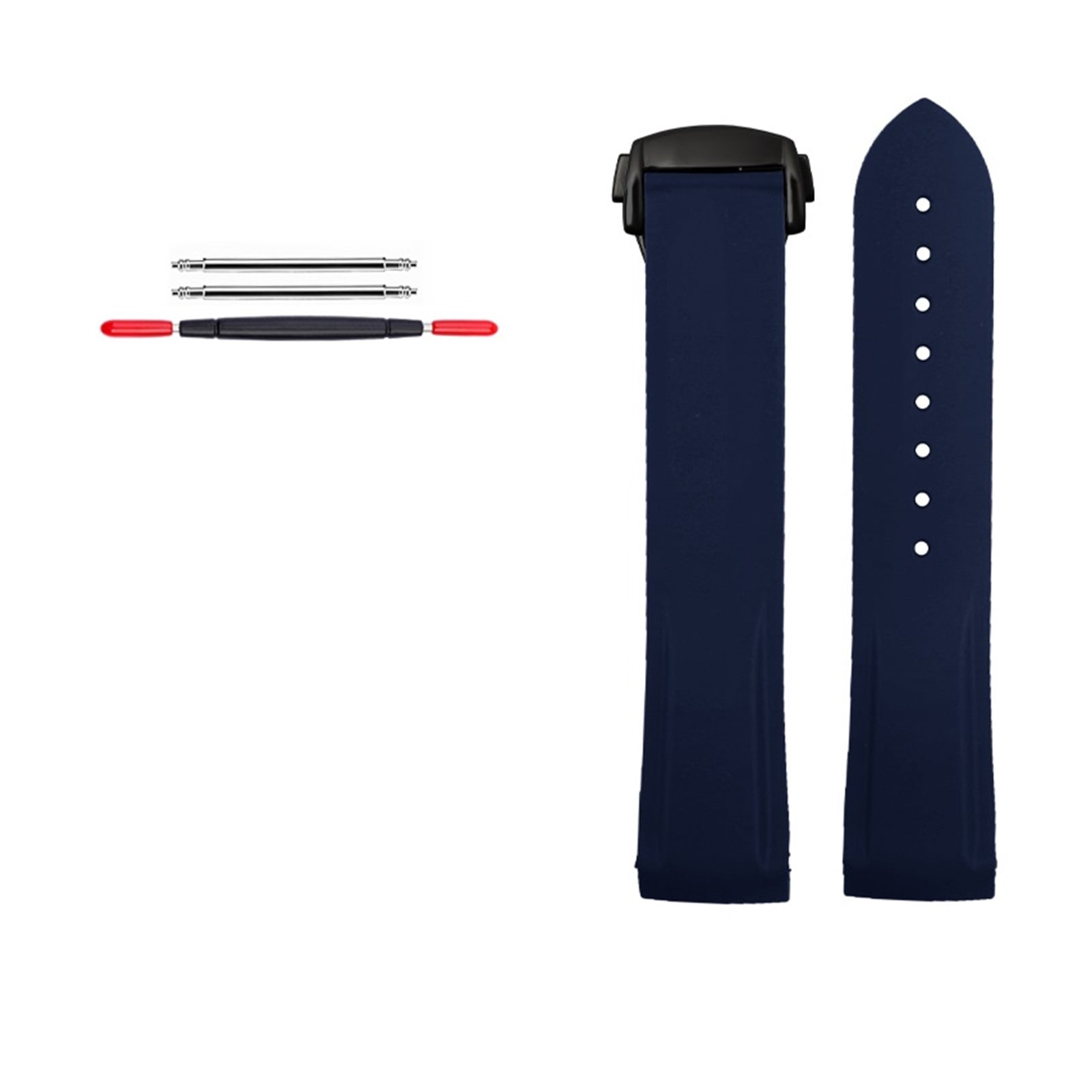 20mm 22mm Curved End Rubber WatchBand Fit For Omega Fit For Seamaster ...