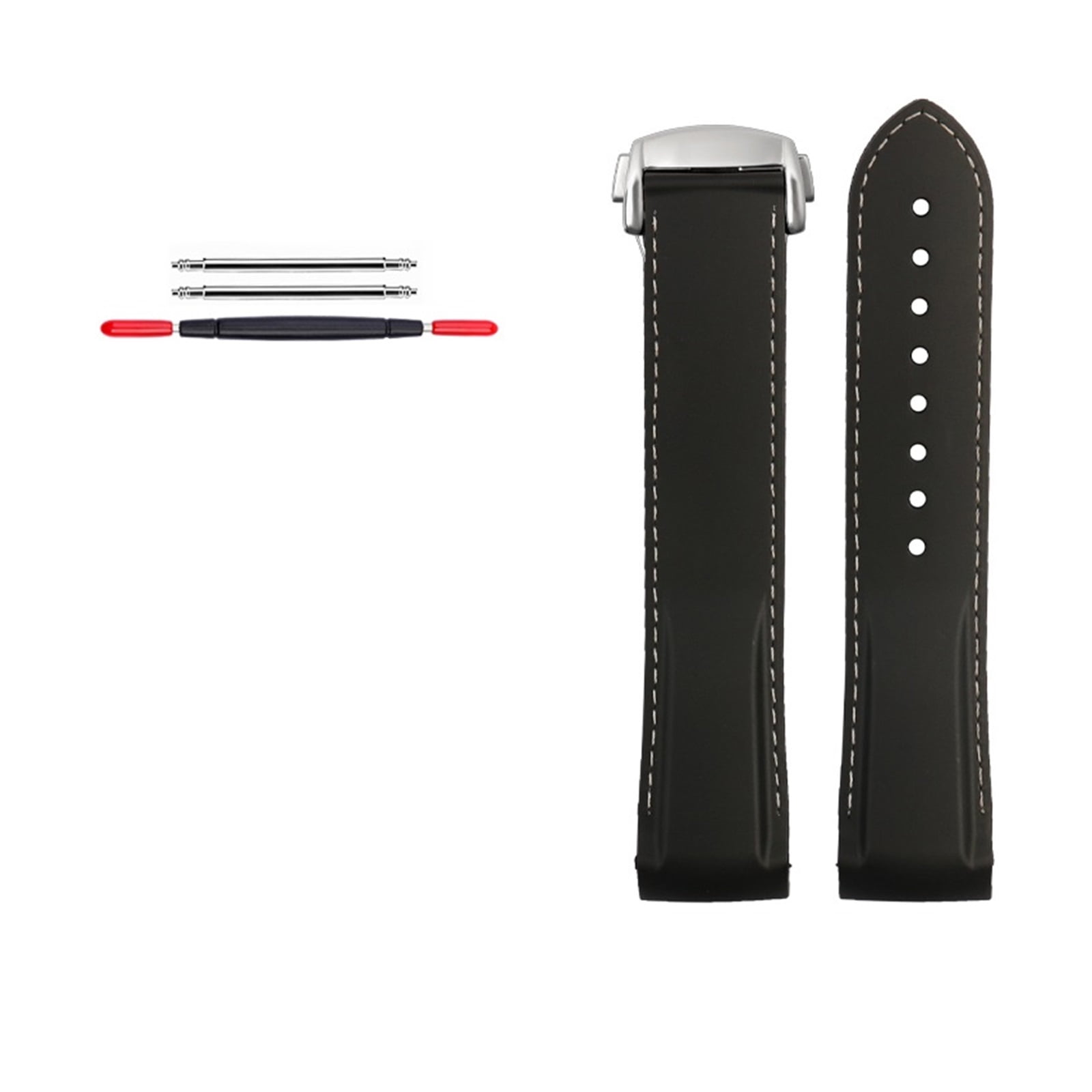 20mm 22mm Curved End Rubber WatchBand Fit For Omega Fit For Seamaster ...