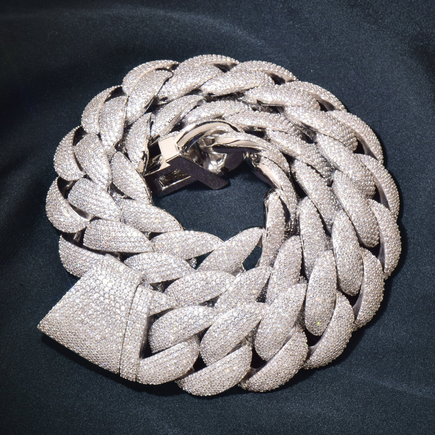 20mm Big Miami Cuban Chain Men‘s HipHop Necklace Icy Zircon Gold Color ...