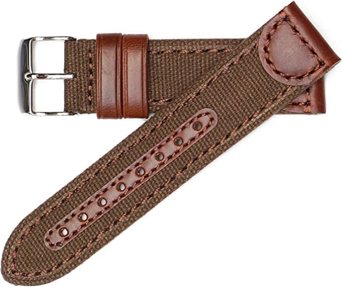 20mm Brown Genuine Oil Tan Leather & Canvas Hadley Roma Watch Band ...