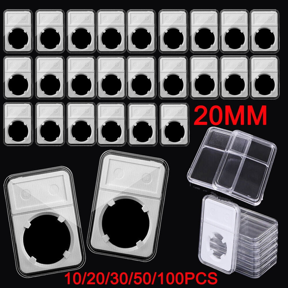 20mm Coin Slab Holders For Grade Display Storage Box Stands 10-100Pcs ...