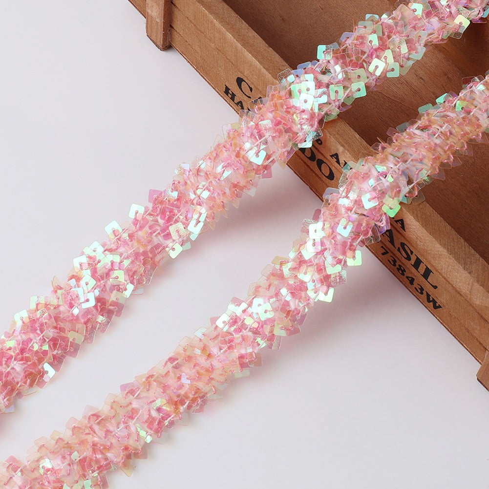 20Mm Elastic Sequins Ribbon Trim Webbing For Clothing,Dress,Headdress ...
