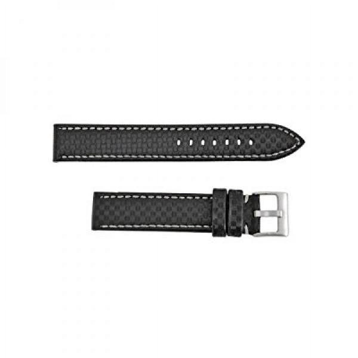 20mm Hadley Roma Carbon Fiber Black Padded Watch Band With White ...