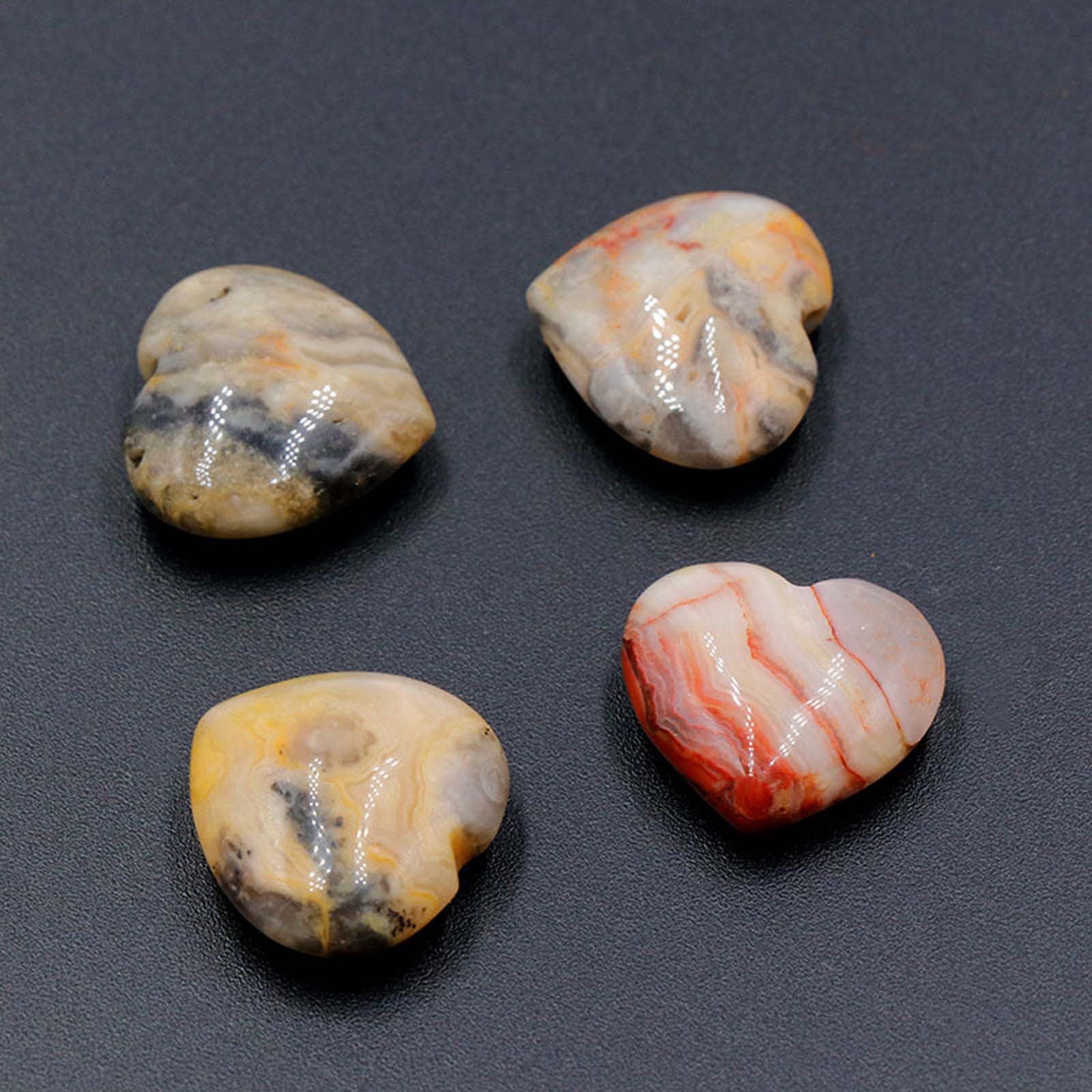 20mm Heart-Shaped Natural Crystal Agate Stones - Holeless Bare Stone DIY Decorations, Small ...
