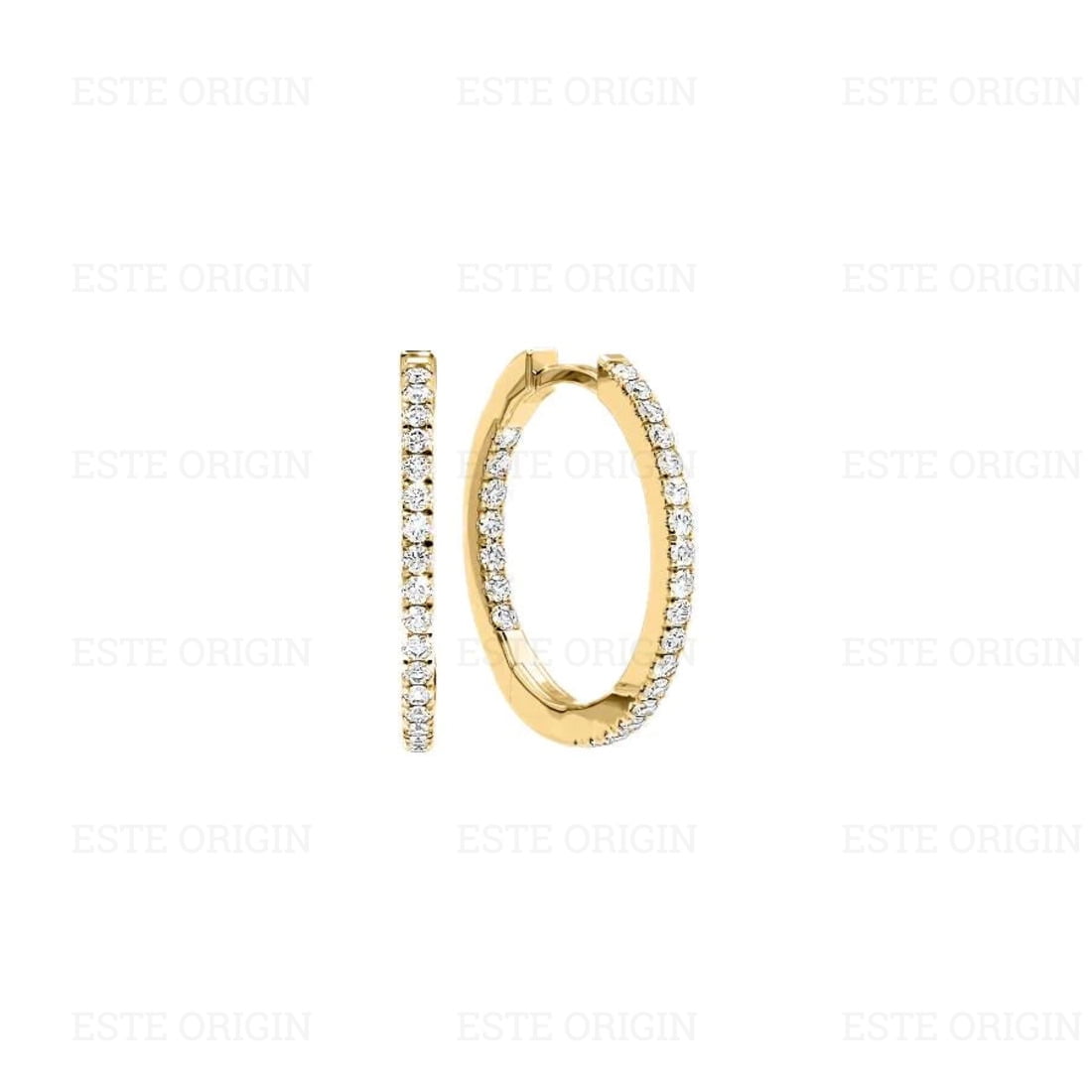20mm Inside-Out Pavé Lab-Grown Diamond Hoop Earrings – 18K Yellow Gold ...