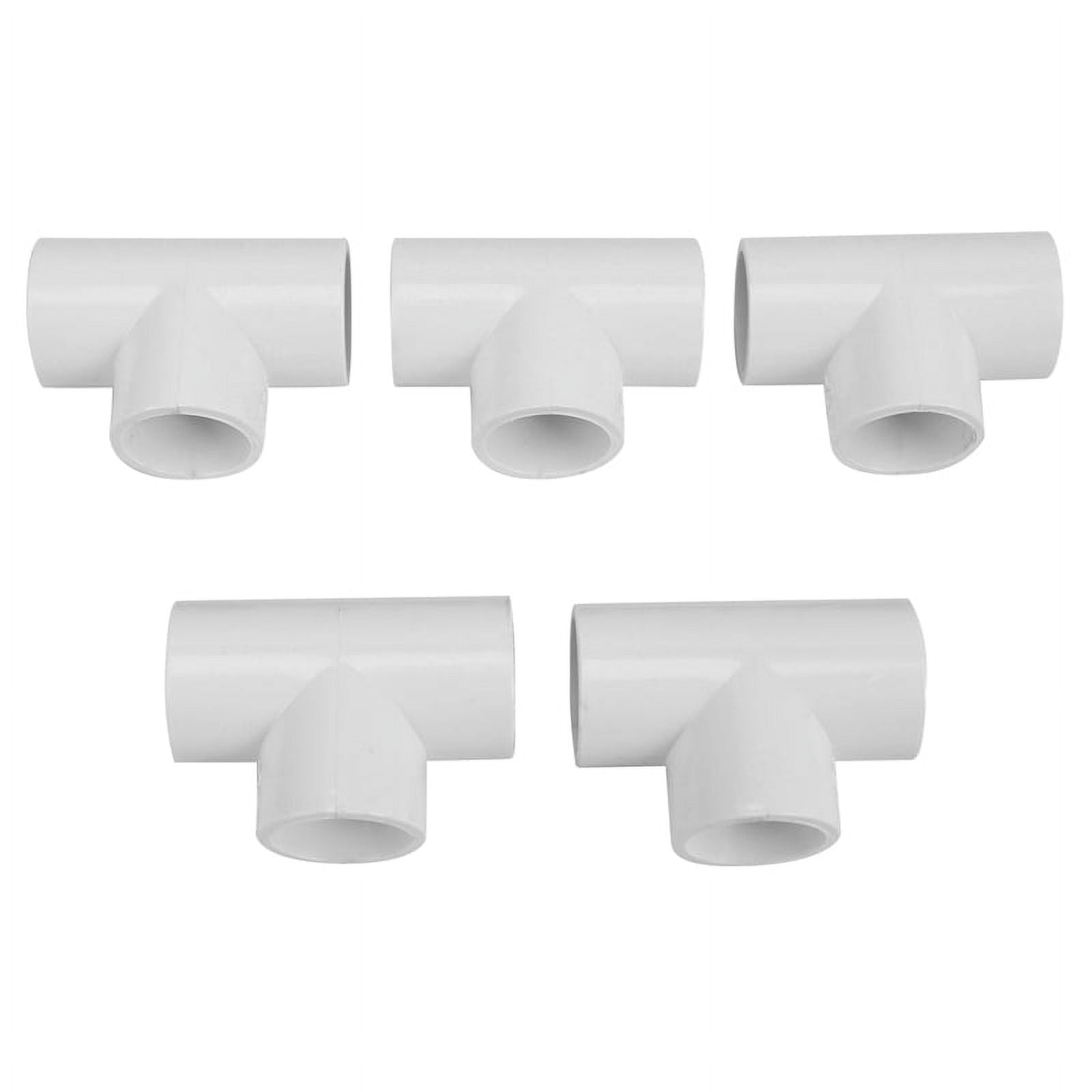 20mm PVC Tee 3 Way Water Pipe Tube Adapter Connectors White 5 Pcs ...
