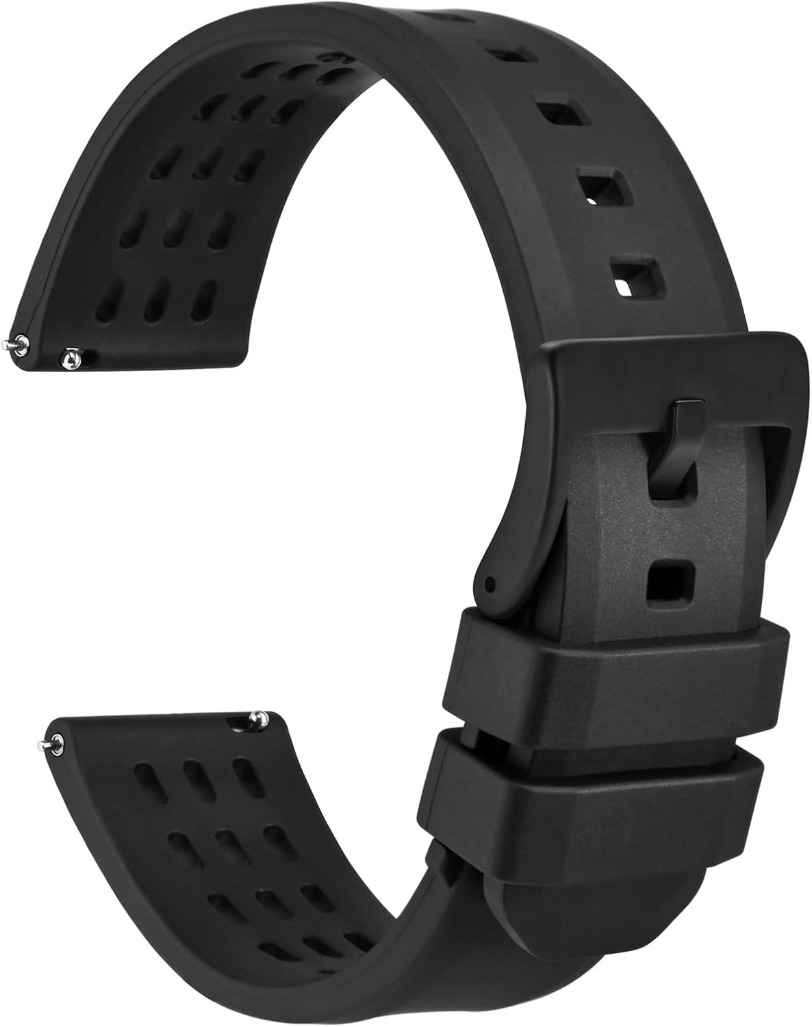 20mm Rally Watch Band, FKM Rubber Strap, Quick Release, Black Matte ...