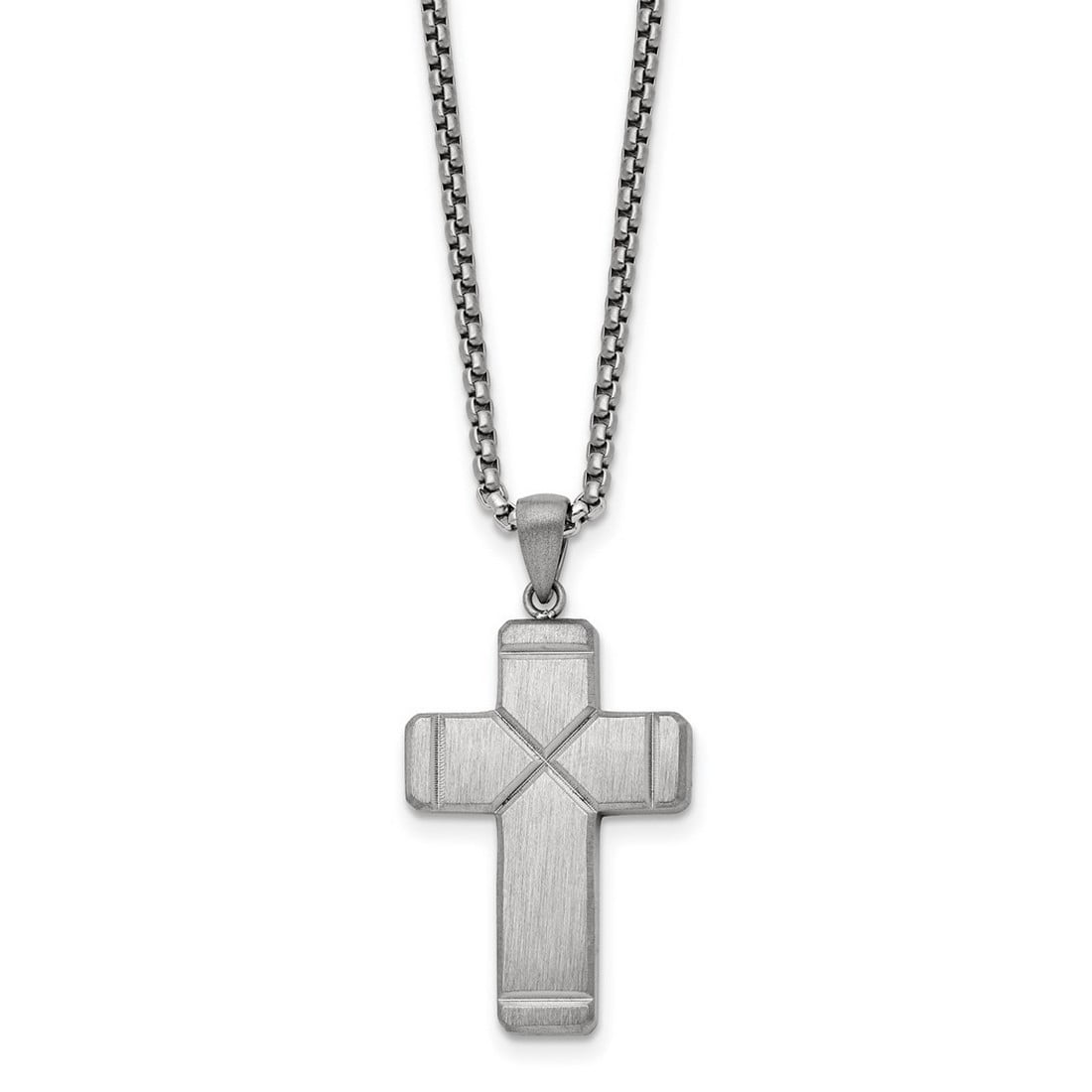 20mm Stainless Steel Brushed and Polished Religious Faith Cross Pendant ...
