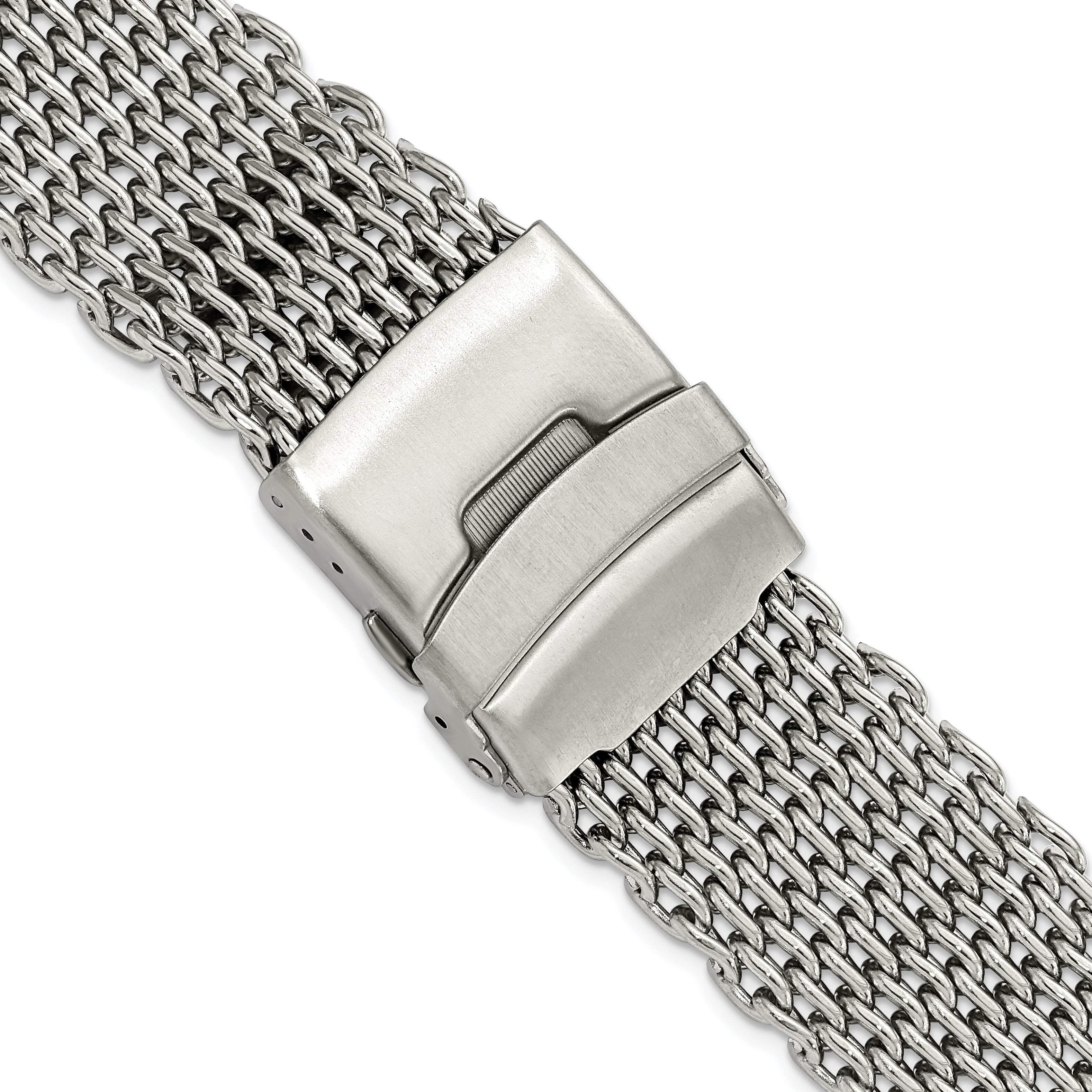 20mm Stainless Steel Shark Mesh with Divers Clasp 7 inch Watch Strap ...