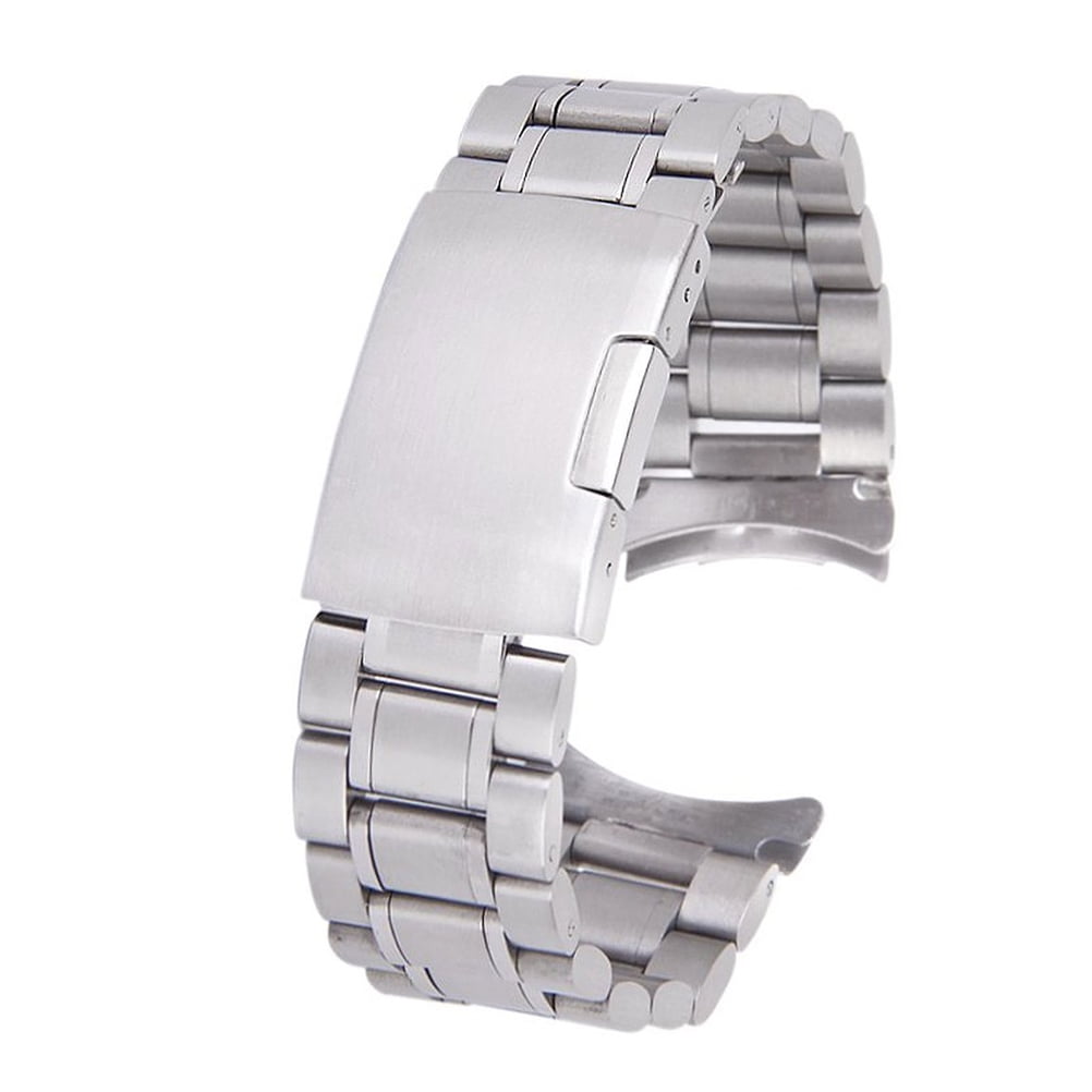 Stainless Steel 20mm Solid Links Bracelet Watch Band with Curved End ...