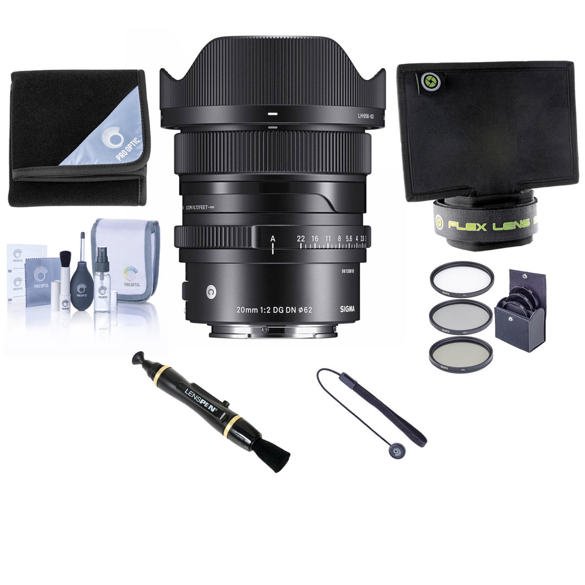 20mm f/2 DG DN Contemporary Lens for Leica L, Bundle with ProOptic 62mm ...