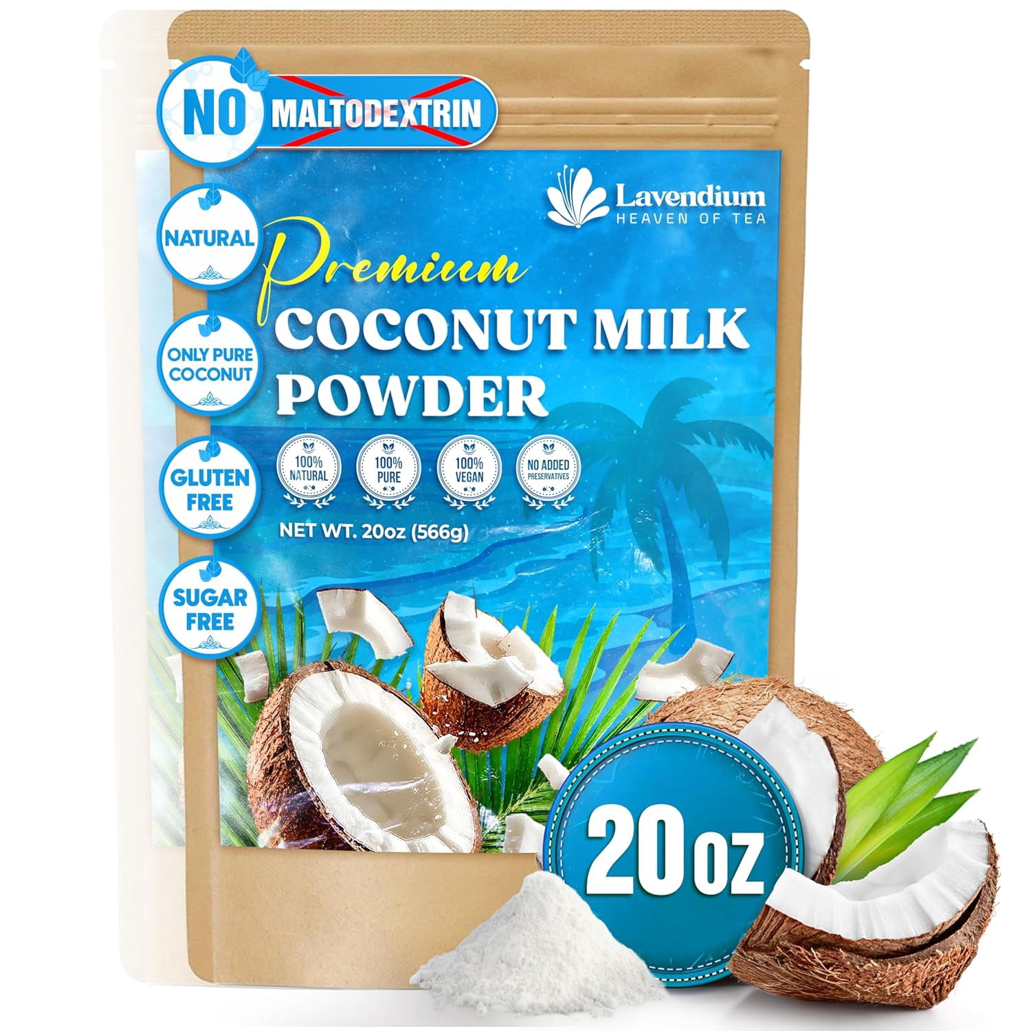 Lavendium, 20oz Organic Coconut Milk Powder, Unsweetened, No Additives ...