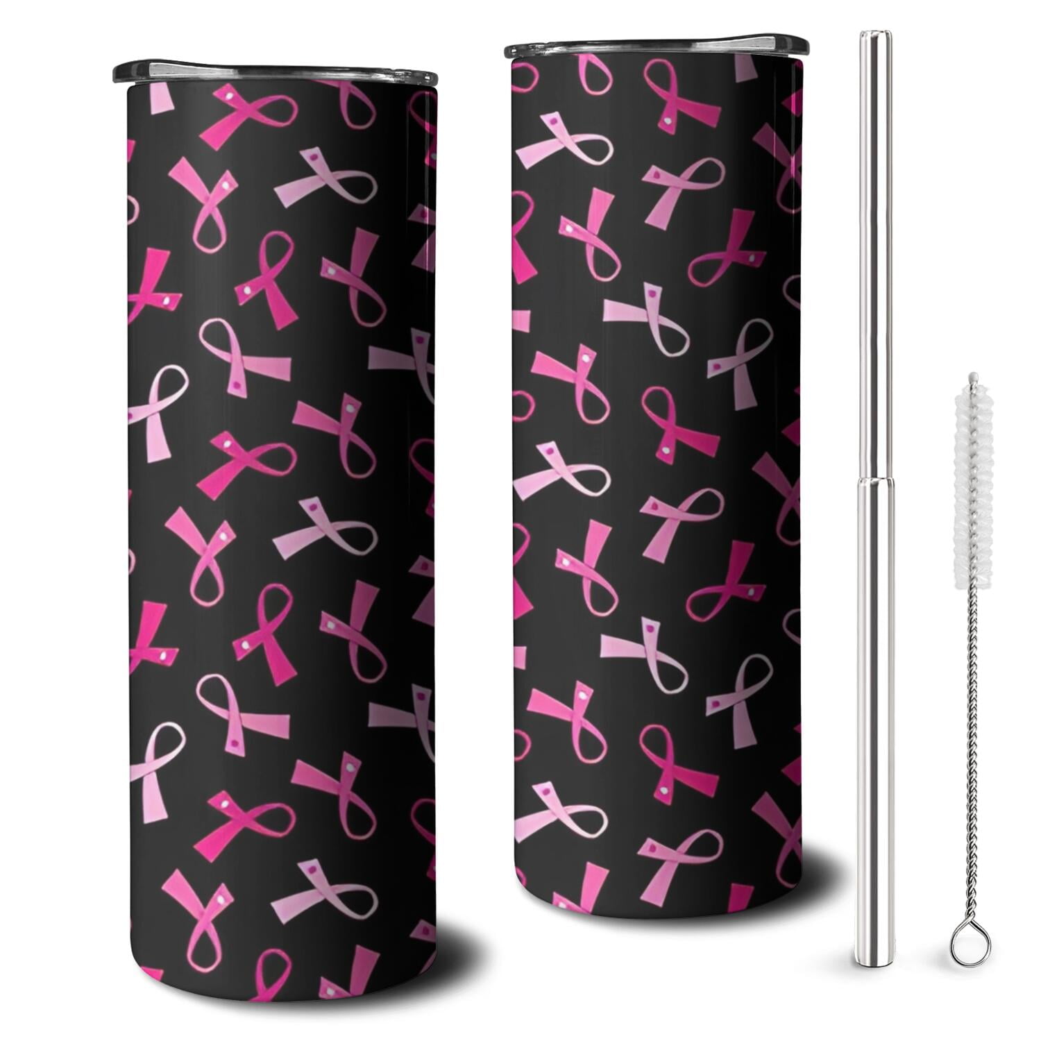 20oz Breast Cancer Skinny Tumblers Stainless Steel Tumbler with Lid and ...