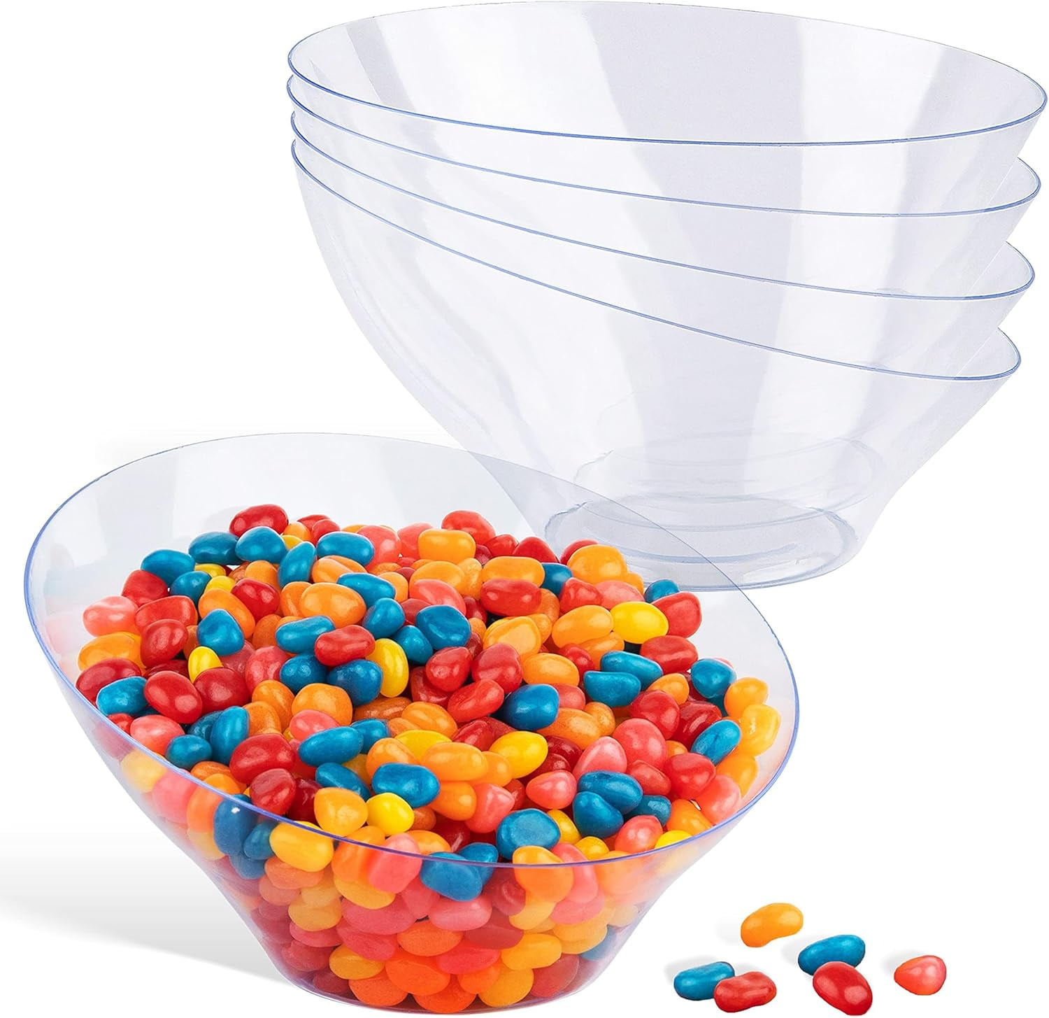 20oz Clear Plastic Serving Bowls (4 Pack) Medium Disposable Candy ...