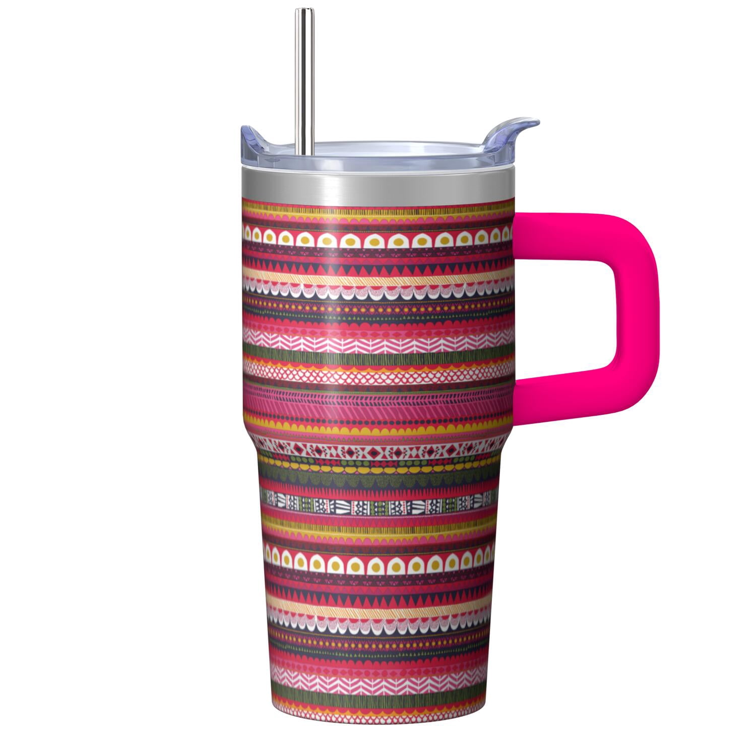 20oz Coffee Cup with Lid and Straw, Bohemian Stainless Steel Insulated ...
