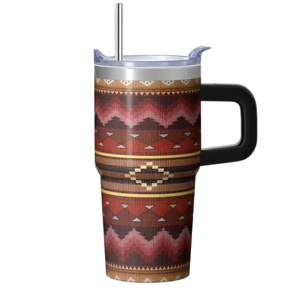 20oz Coffee Insulated Mug with Lid and Straw, Bohemian Stainless Steel ...