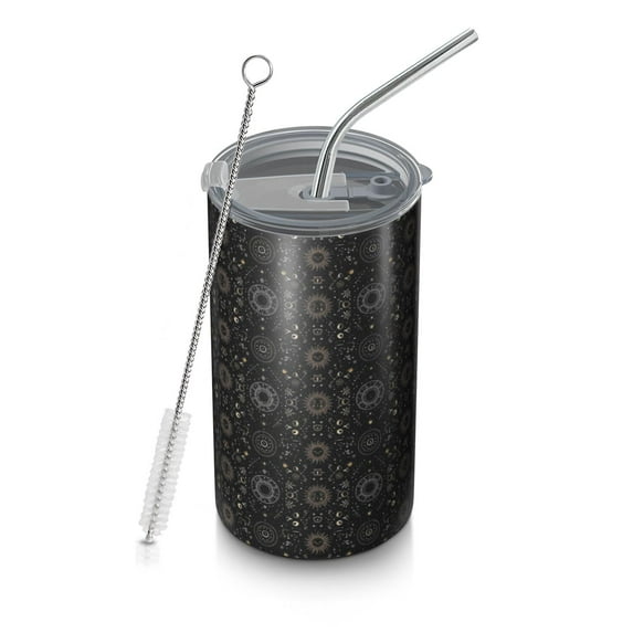 20oz Coffee Tumblers Black Gold Geometry Pattern Stainless Steel Vacuum ...
