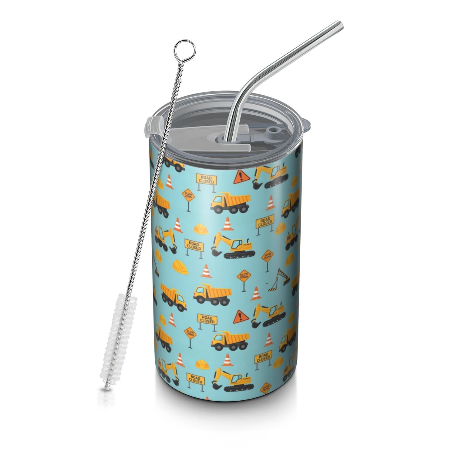 20oz Coffee Tumblers Cartoon Construction Vehicles Road Signs Stainless ...