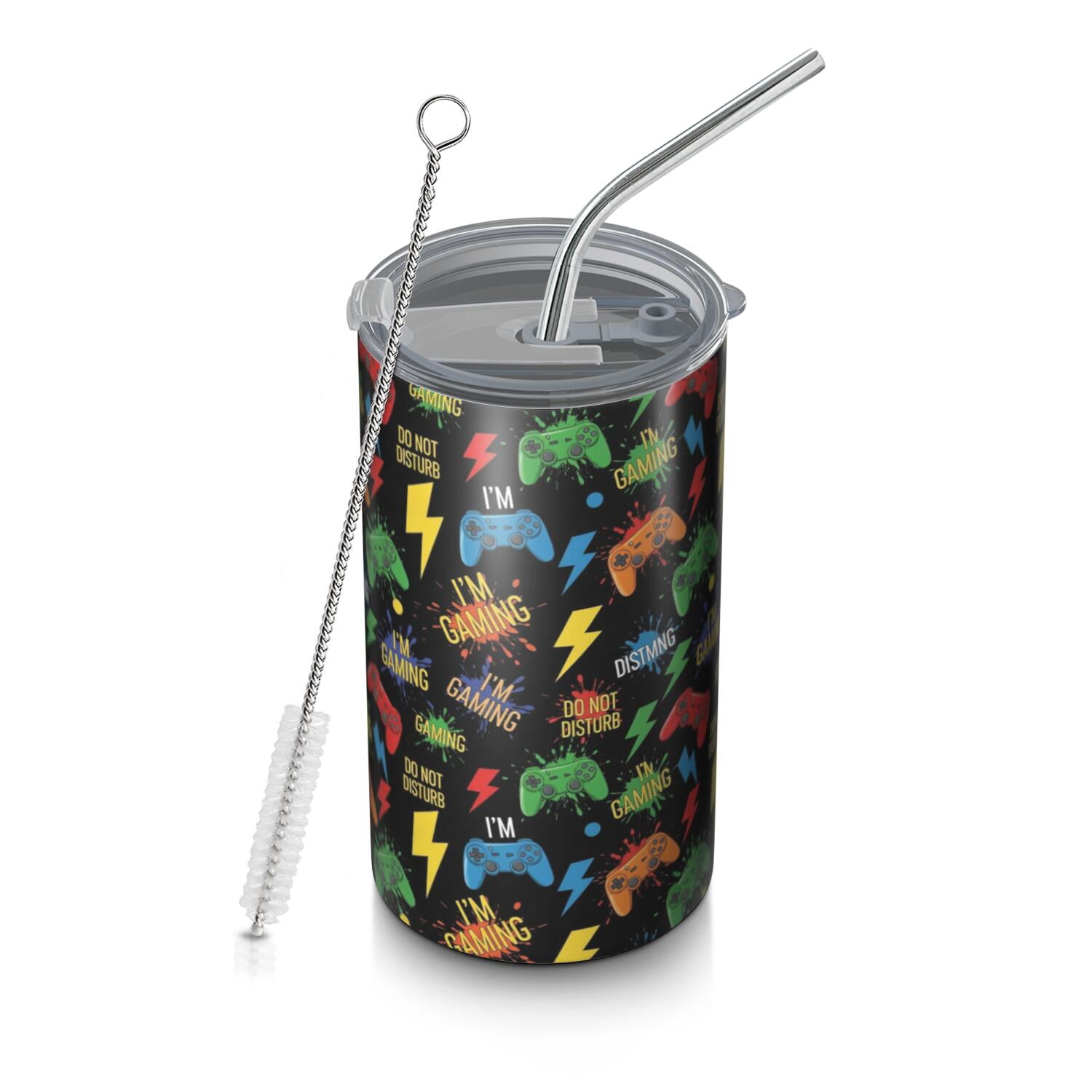 20oz Coffee Tumblers Colorful Controllers Games Words Black Pattern ...