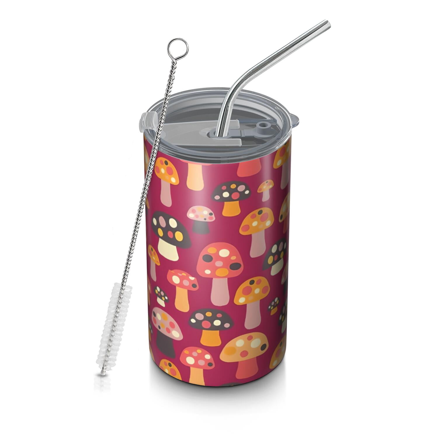 20oz Coffee Tumblers Colorful Spotted Mushroom Red Pattern Stainless ...