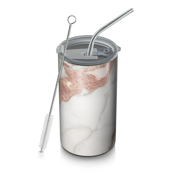 20oz Coffee Tumblers White Marble Rose Gold Line Pattern Stainless ...