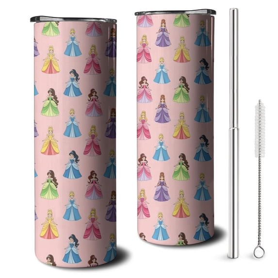 20oz Colorful Princess Pattern Skinny Tumblers Stainless Steel Tumbler ...