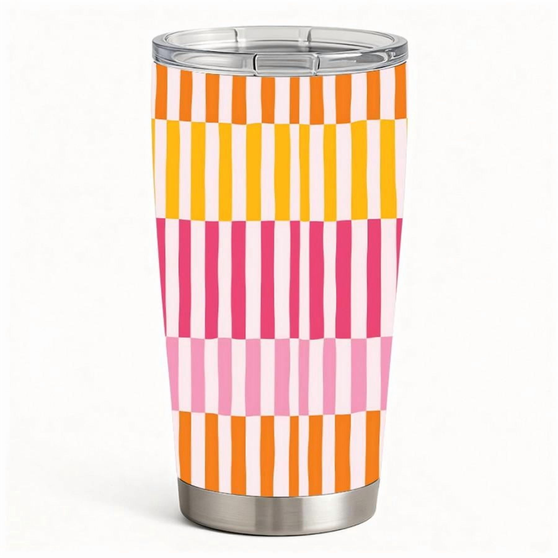 20oz Colorful Striped Pattern Stainless Steel Tumbler， Tumbler with Lid ...