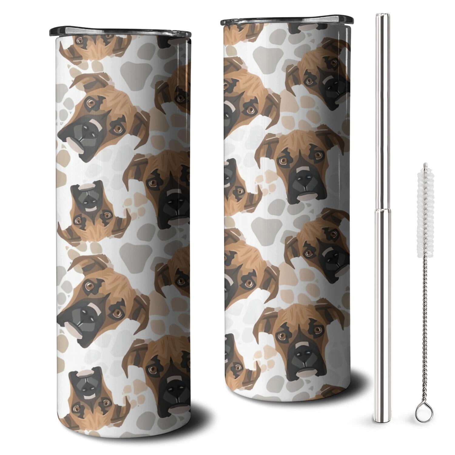 20oz Cute Doberman and Dog Footprint Skinny Tumblers Stainless Steel ...