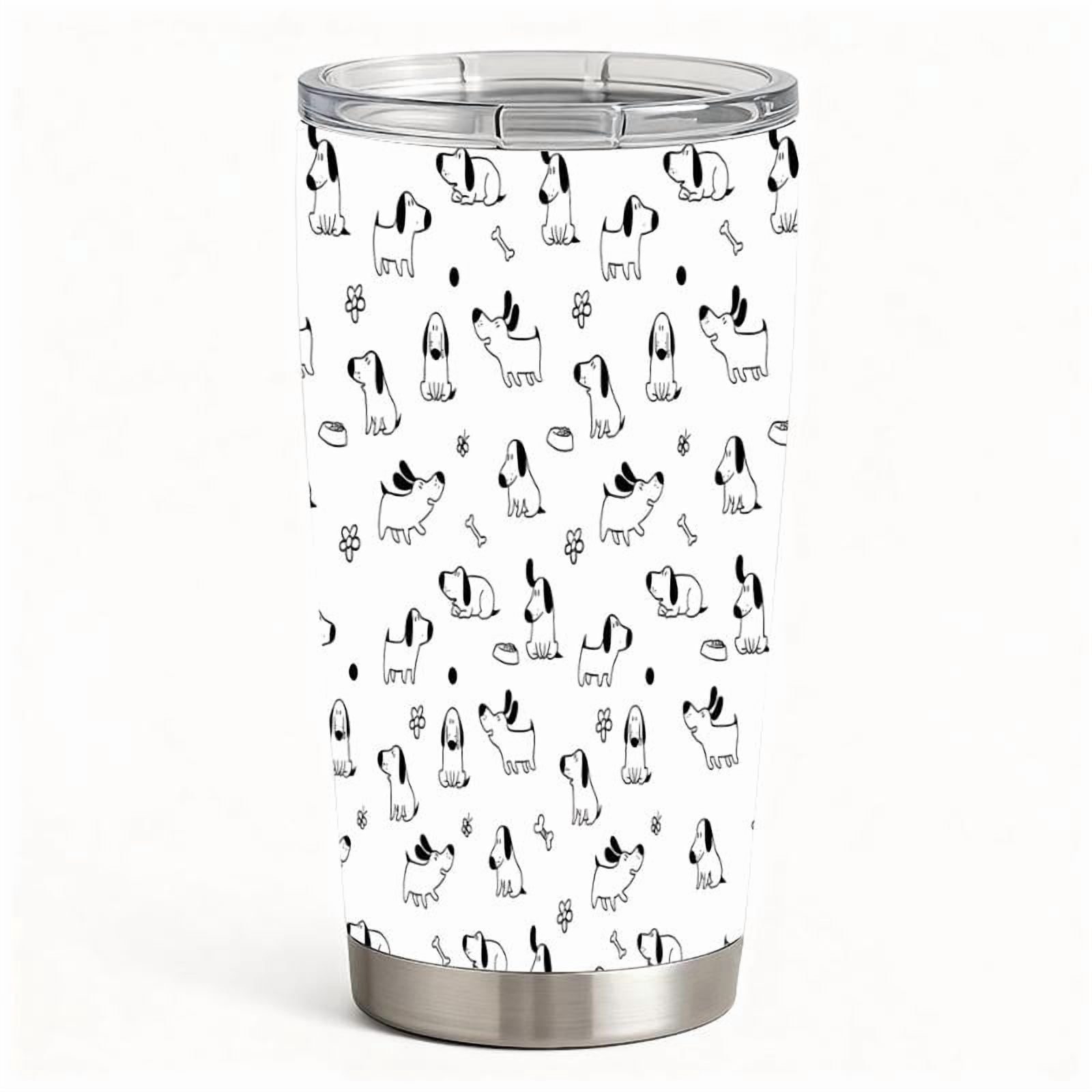 20oz Cute Dog Pattern Stainless Steel Tumbler， Tumbler with Lid Double ...