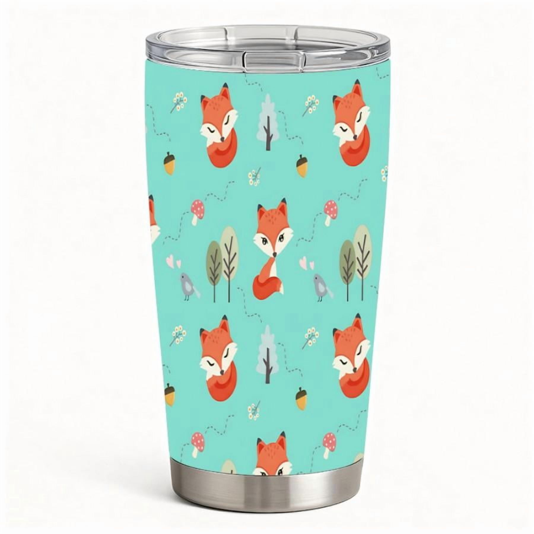 20oz Cute Sleeping Fox and Acorns Pattern Stainless Steel Tumbler ...