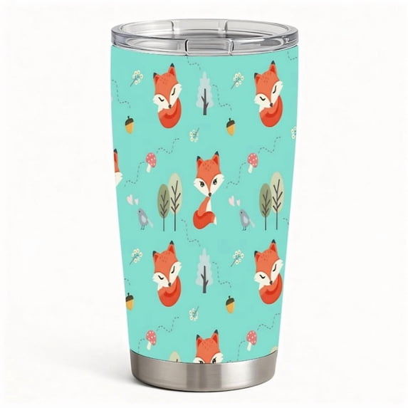 20oz Cute Sleeping Fox and Acorns Pattern Stainless Steel Tumbler ...
