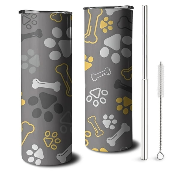 20oz Dog Paw and Bone Skinny Tumblers Stainless Steel Tumbler with Lid ...