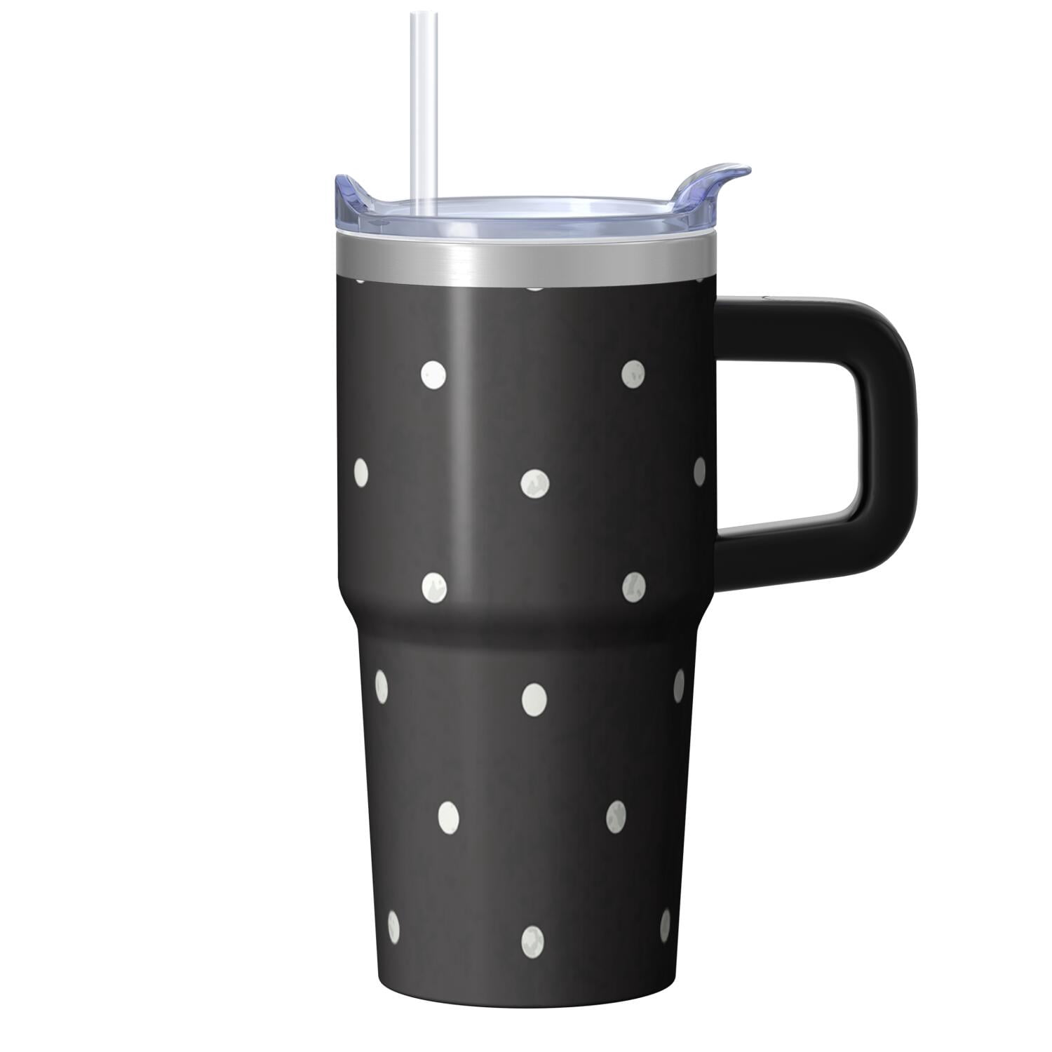 20oz Double Wall Stainless Steel Cup with Handle and Straw, Geometric ...