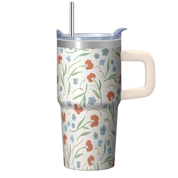 20oz Elegant Floral Chinoiserie Tumbler with Handle and Straw Lid ...
