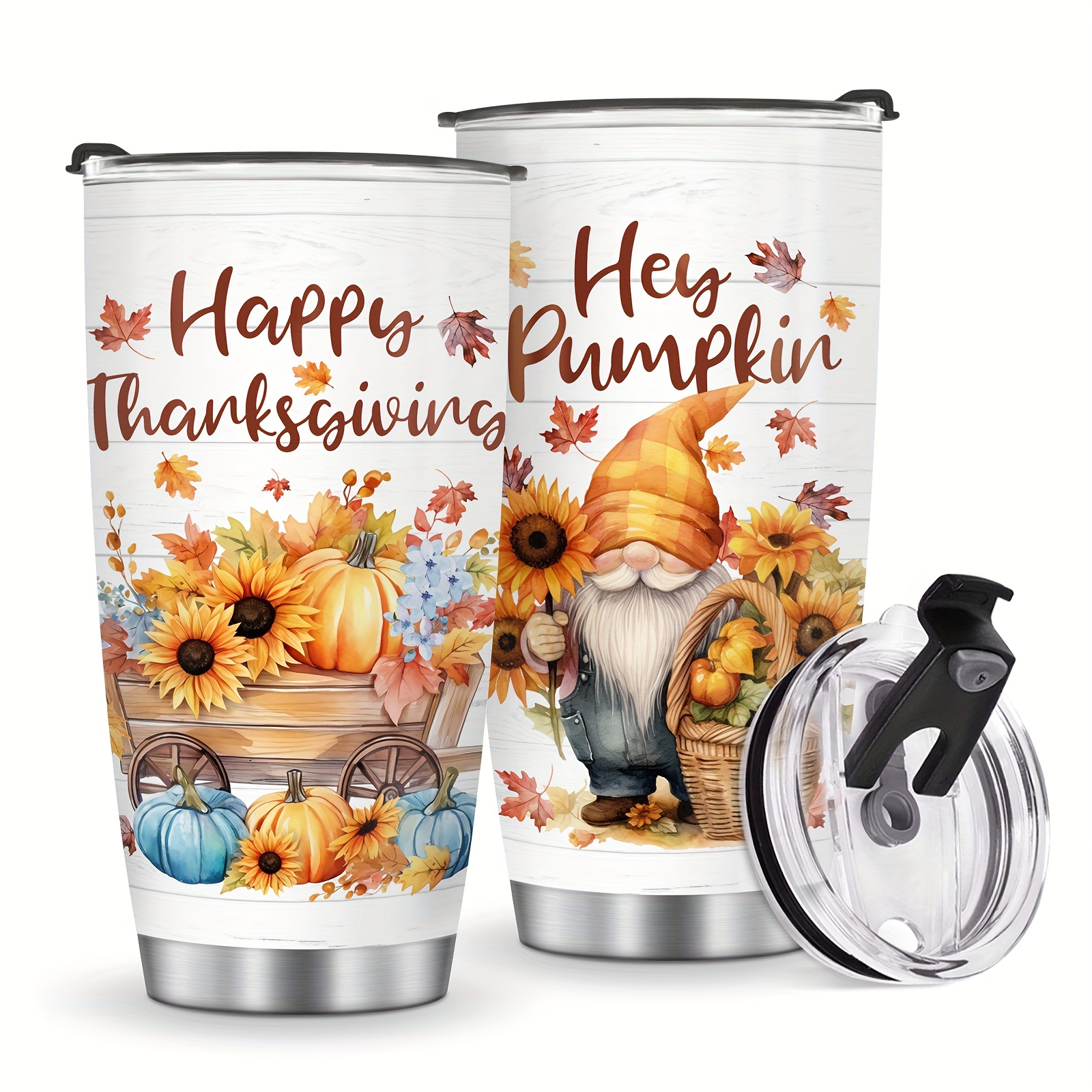 20oz Fall Maple Leaf Pumpkin Dwarf Doll Sunflower Insulated Tumbler ...