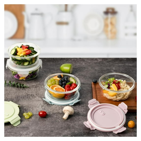20oz Food Storage Containers with lids Set, Airtight 2.5 Cup Glass Meal ...