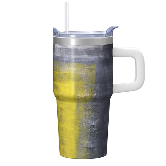 20oz Geometric Texture Tumbler with Handle and Straw, Double Wall ...