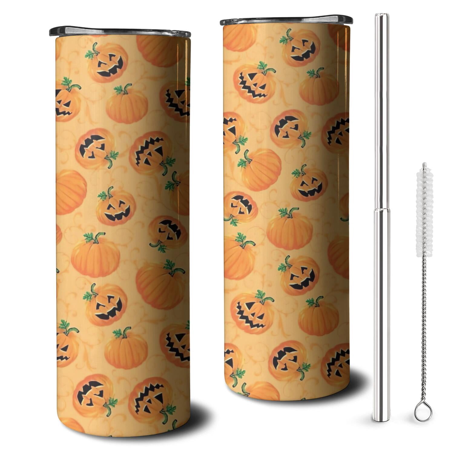 20oz Halloween Pumpkin Duo Pattern Skinny Tumblers Stainless Steel ...