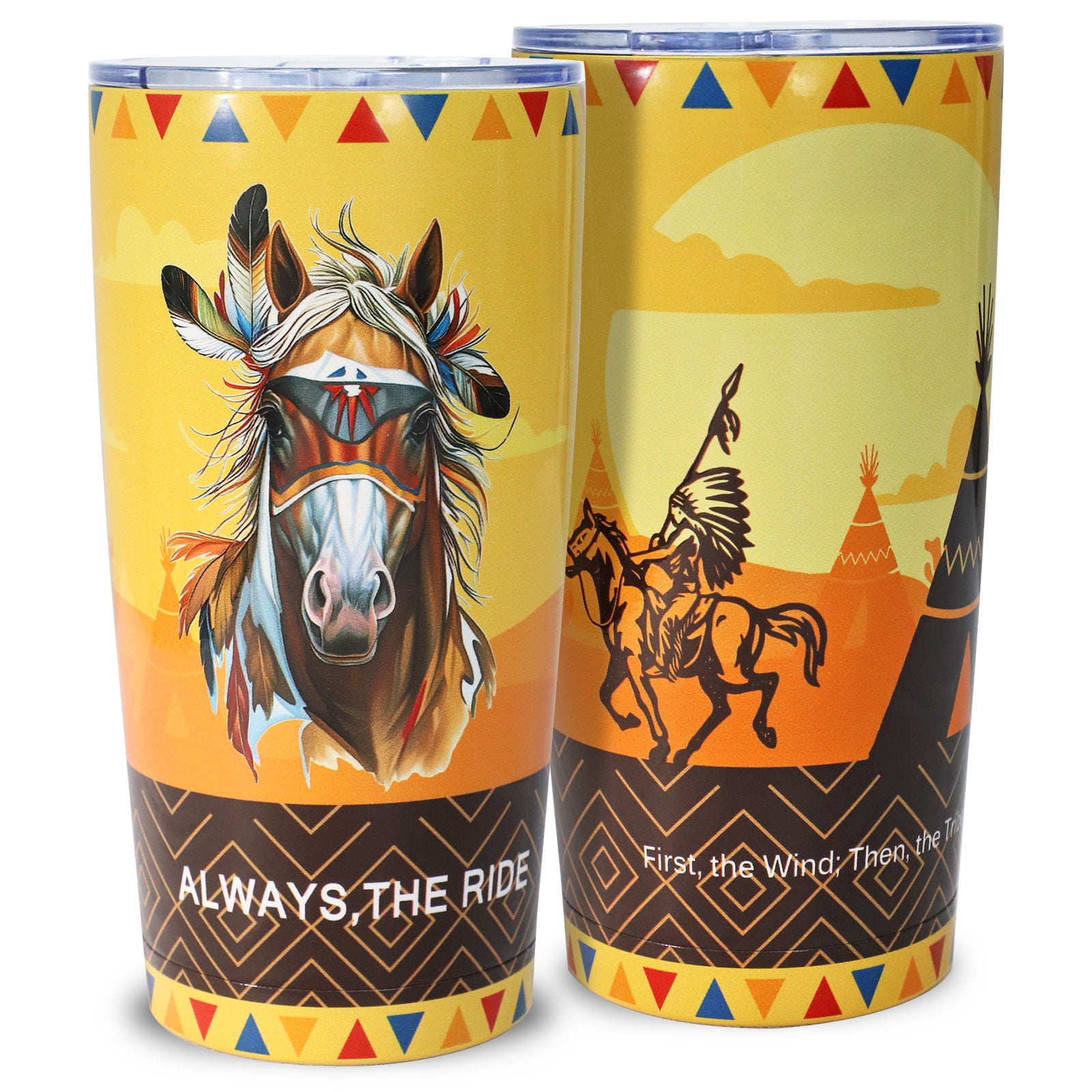 20oz Horse Insulated Tumbler with Lid, Vacuum Stainless Steel Travel ...
