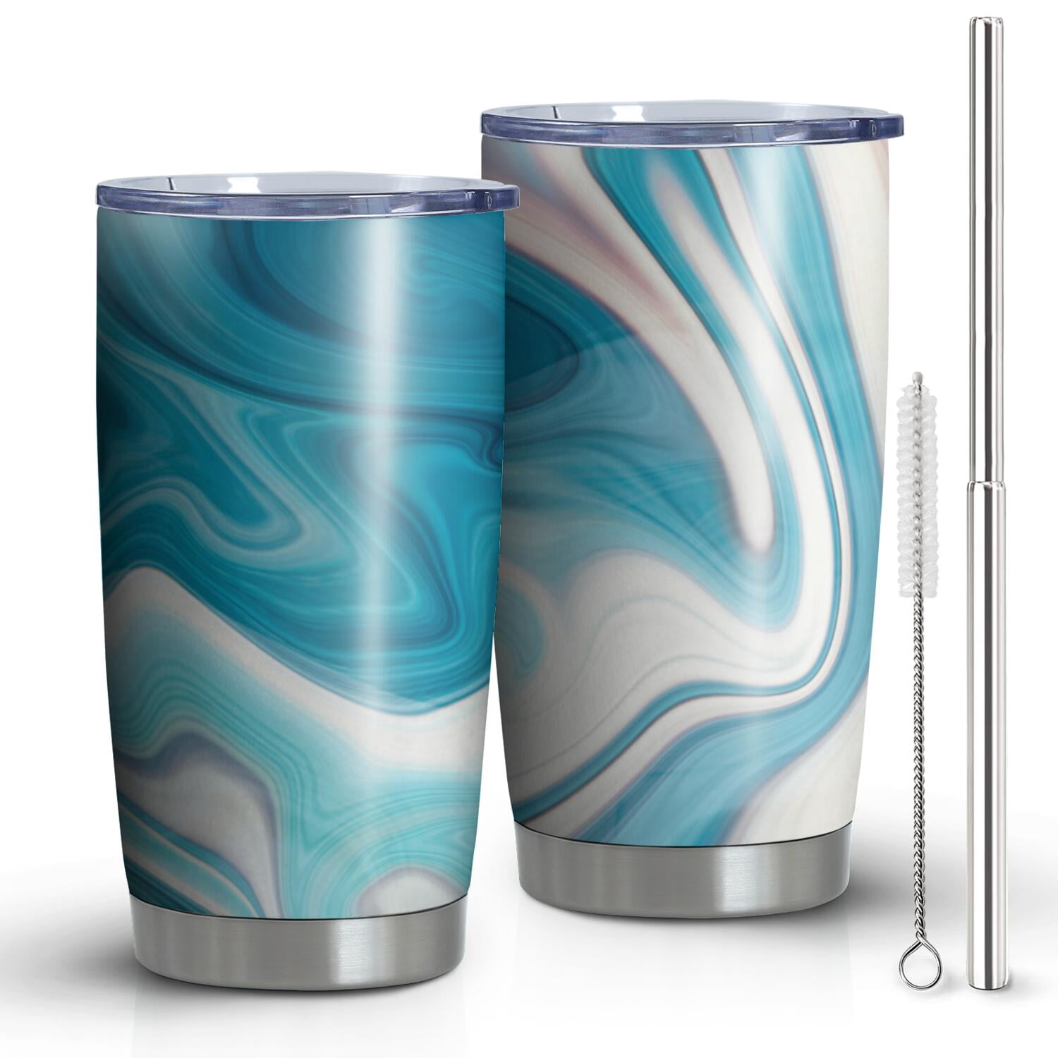 20oz Insulated Car Cup with Silver Base, Stainless Steel Travel Tumbler ...