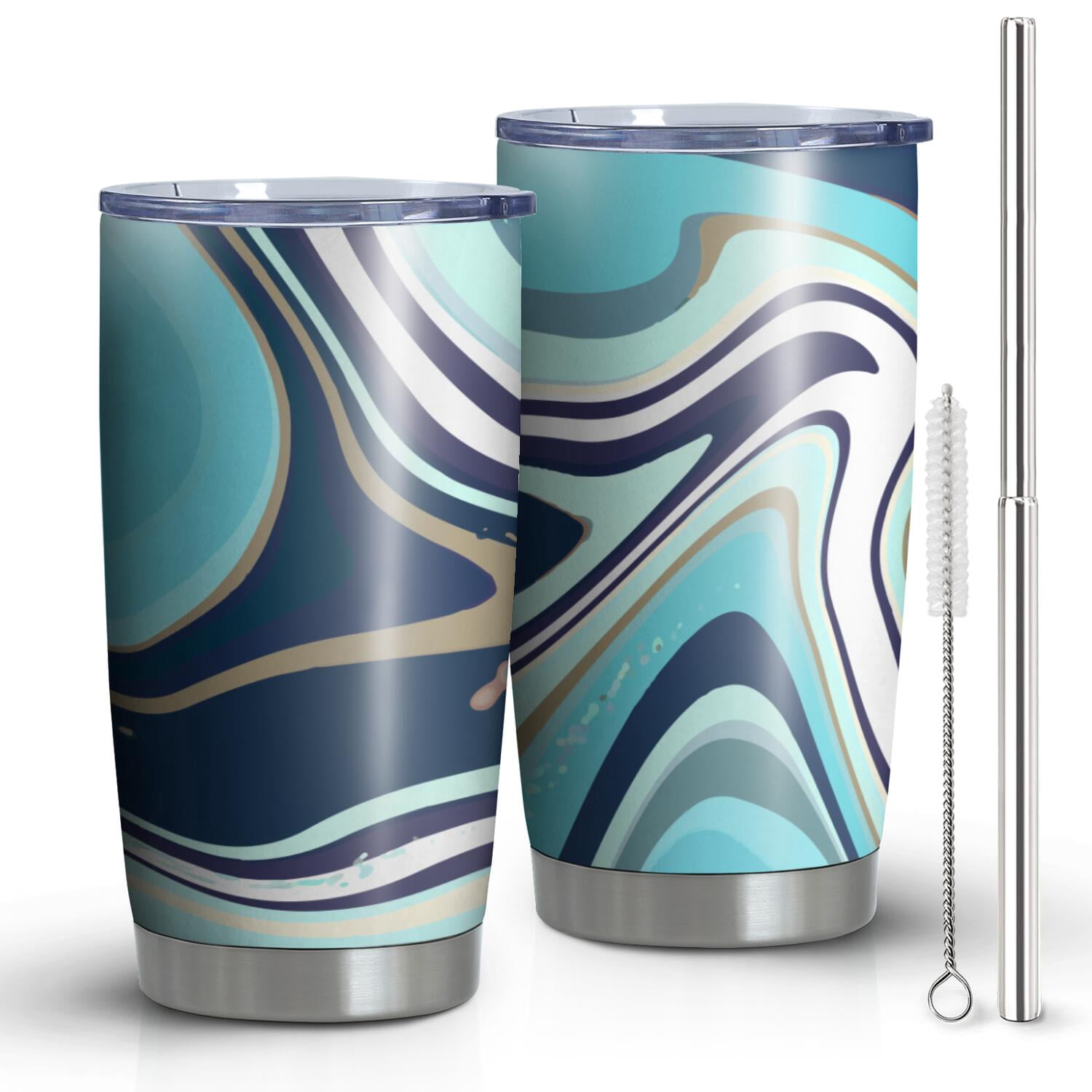 20oz Insulated Car Cup with Silver Base, Stainless Steel Travel Tumbler ...
