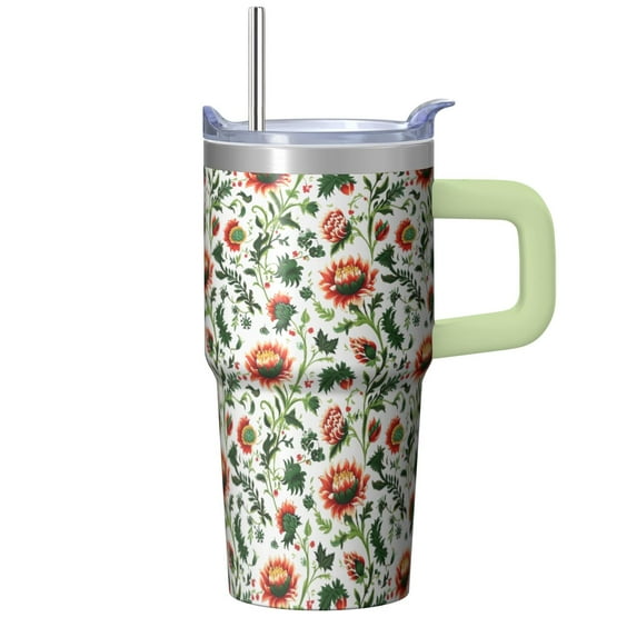 20oz Insulated Cup with Floral Theme, Stainless Steel Travel Tumbler ...