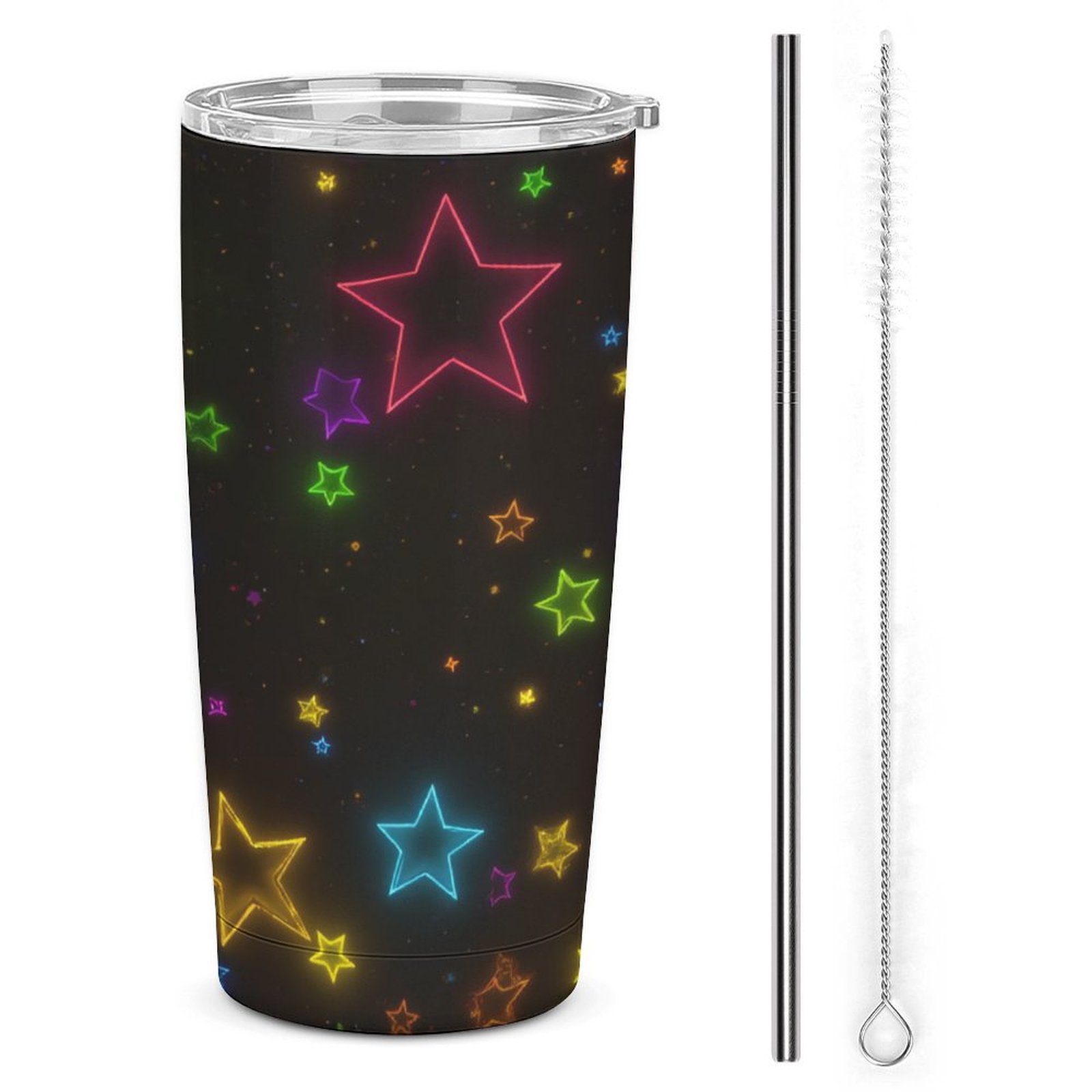 20oz Insulated Stainless Steel Tumbler,Colorful Neon Star Pattern ...