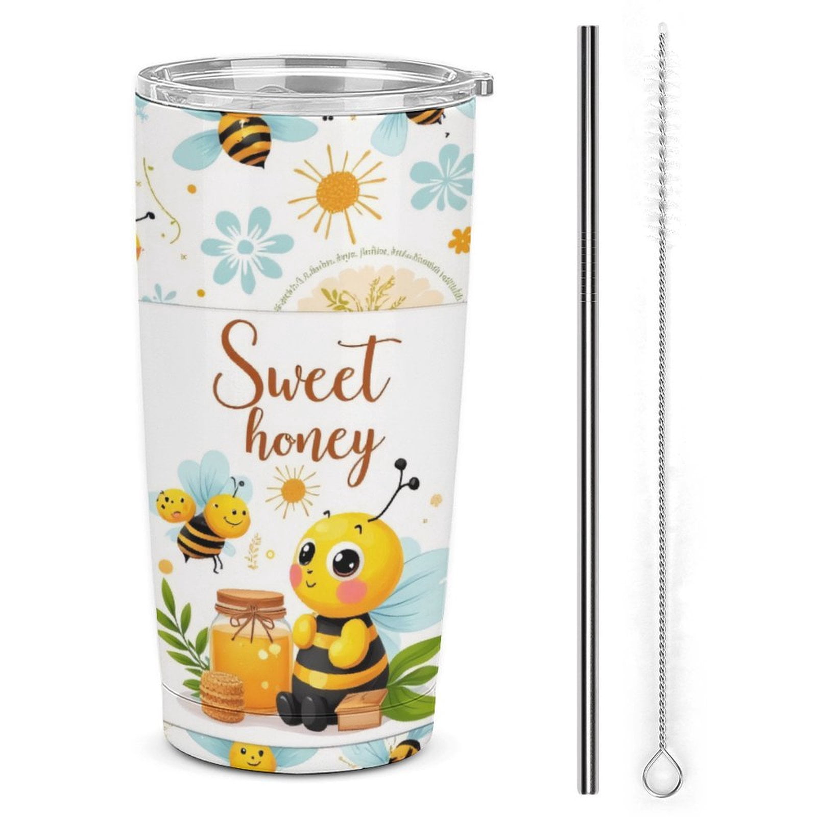 20oz Insulated Stainless Steel Tumbler,Cute Bee And Honey Pattern ...
