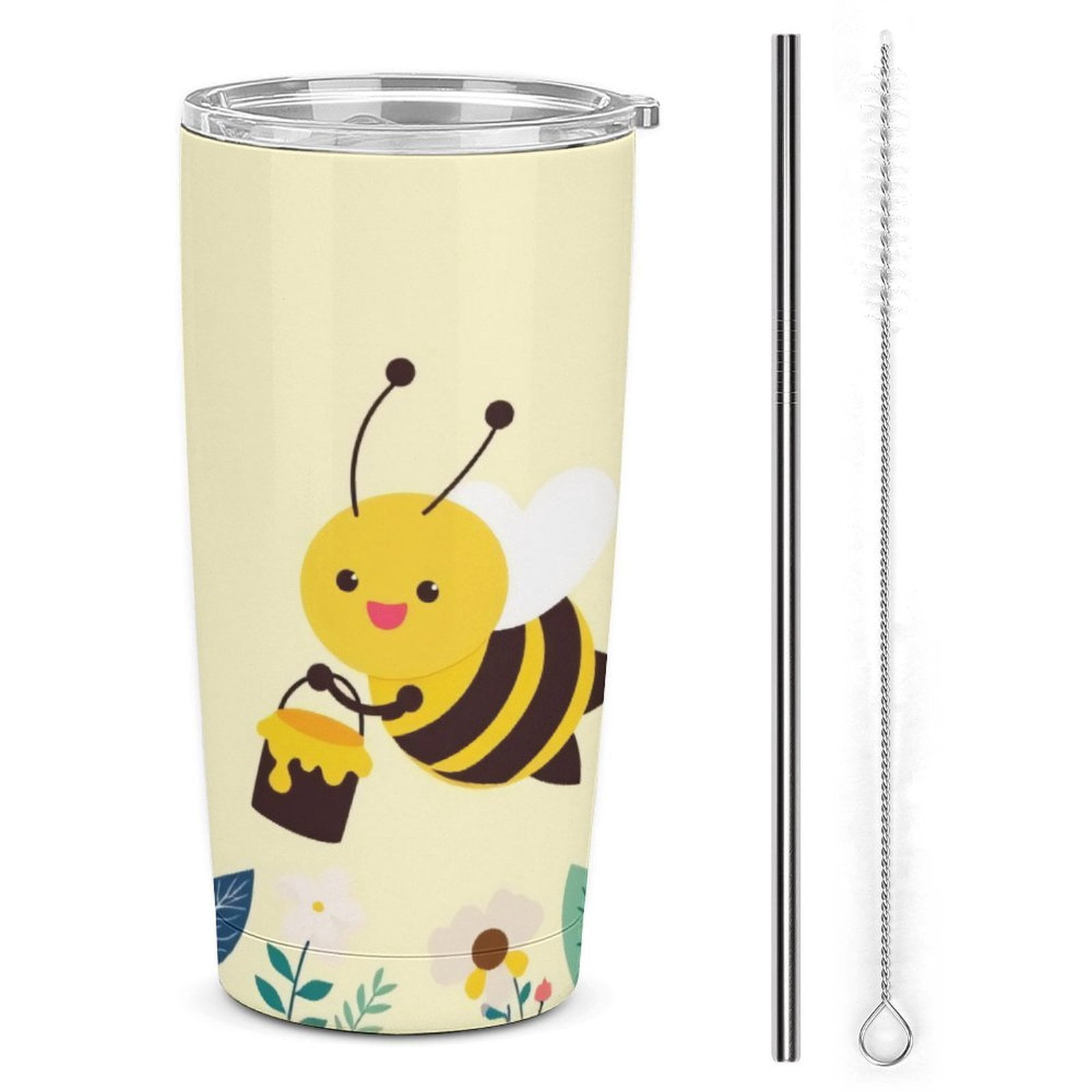 20oz Insulated Stainless Steel Tumbler,Cute Bee with Honey in Garden ...