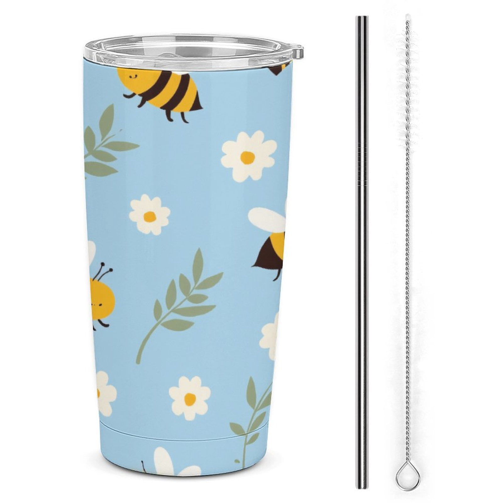 20oz Insulated Stainless Steel Tumbler,Cute Bees And Flowers Pattern ...