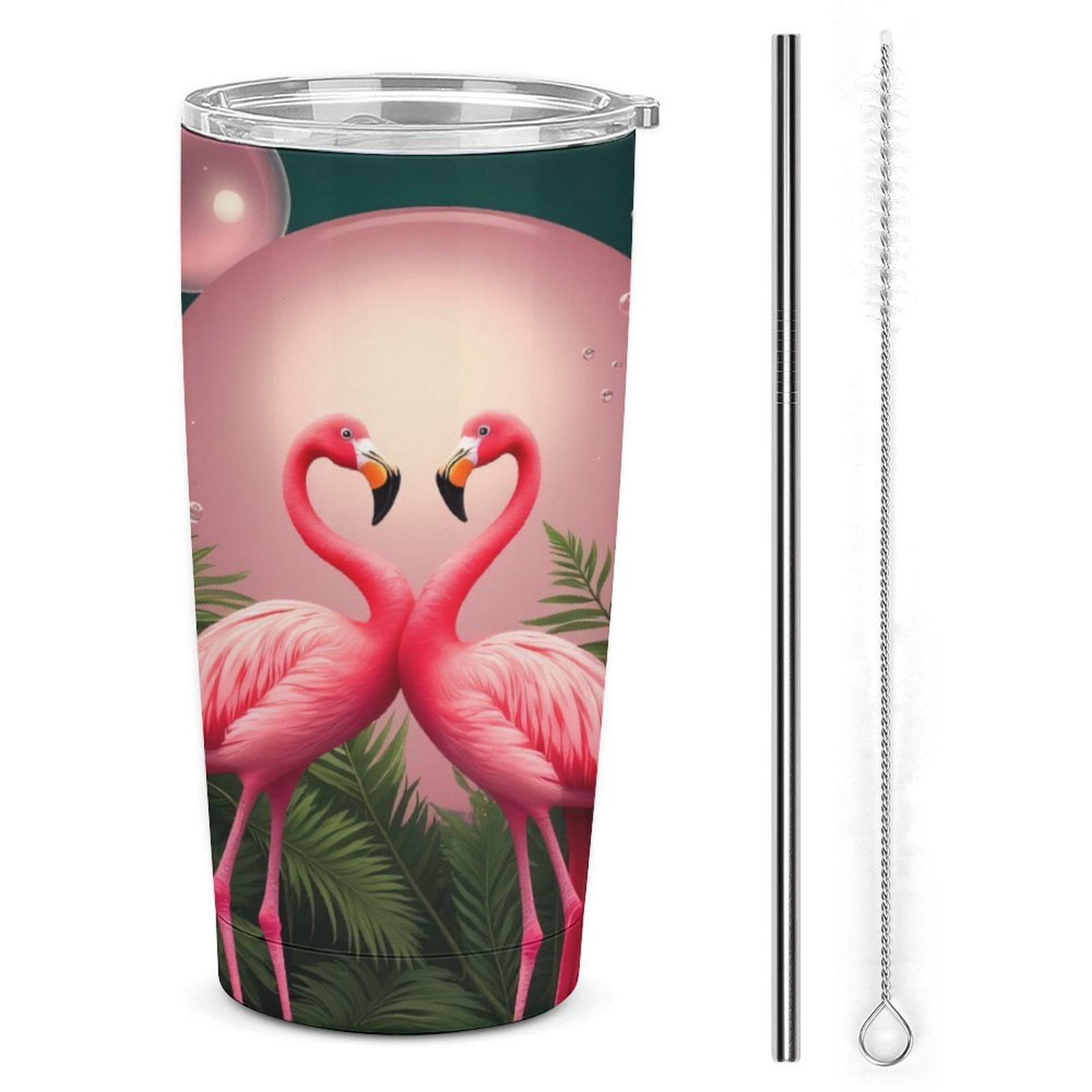 20oz Insulated Stainless Steel Tumbler,Flamingo Love Bubble Garden ...