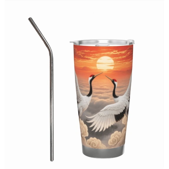 20oz Insulated Stainless Steel Tumbler, Traditional Chinese Red-Crowned ...