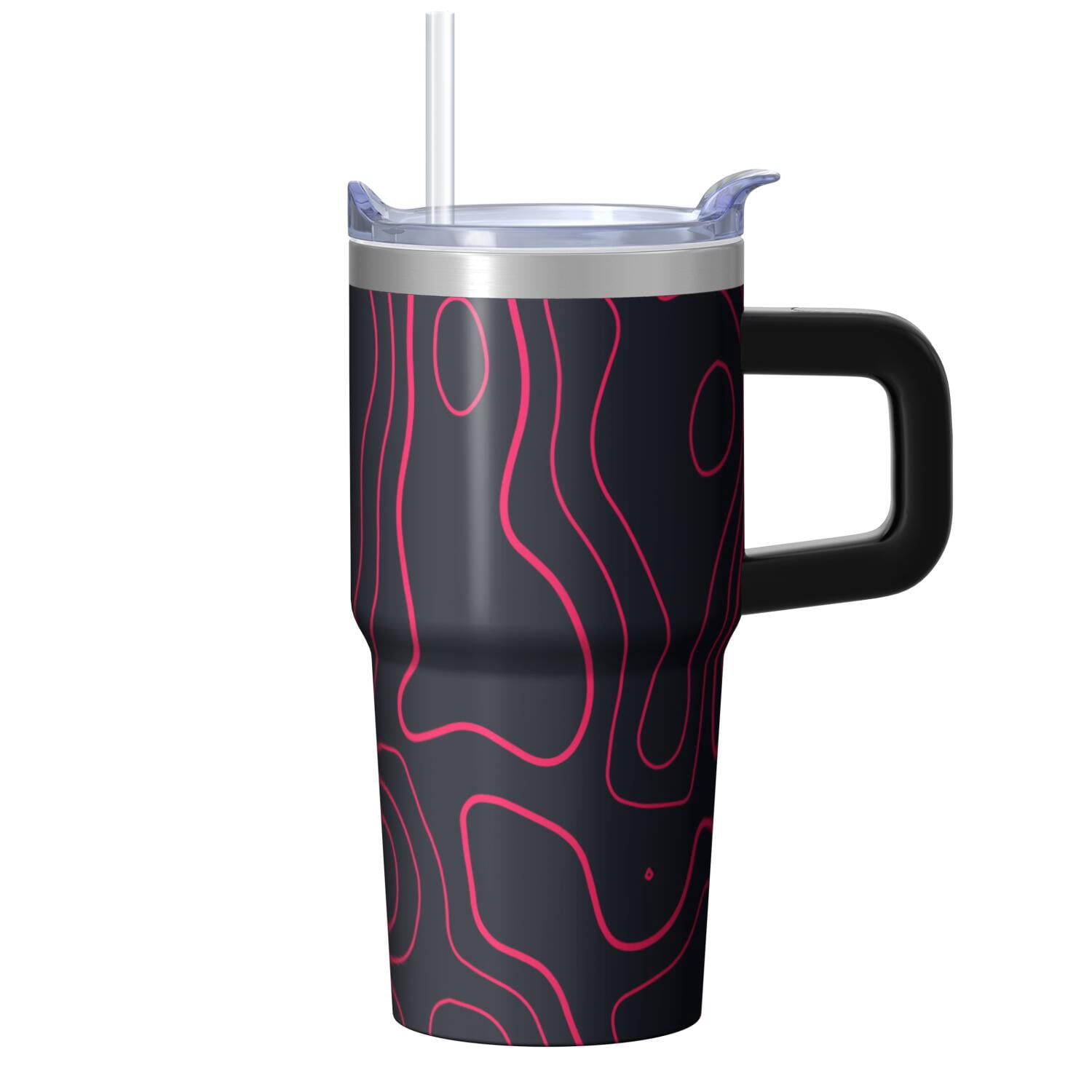 20oz Insulated Stainless Steel Tumbler with Handle and Straw, 360° Full ...